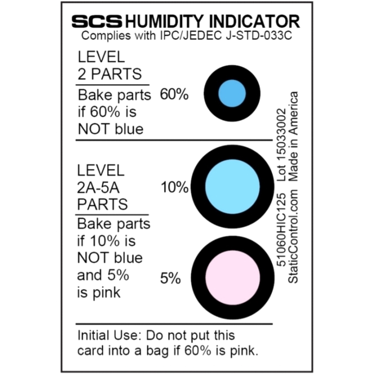 SCS 3 SPOT HUMIDITY INDICATOR CARD - 51060HIC125 ציוד אנטי סטטי - ESD