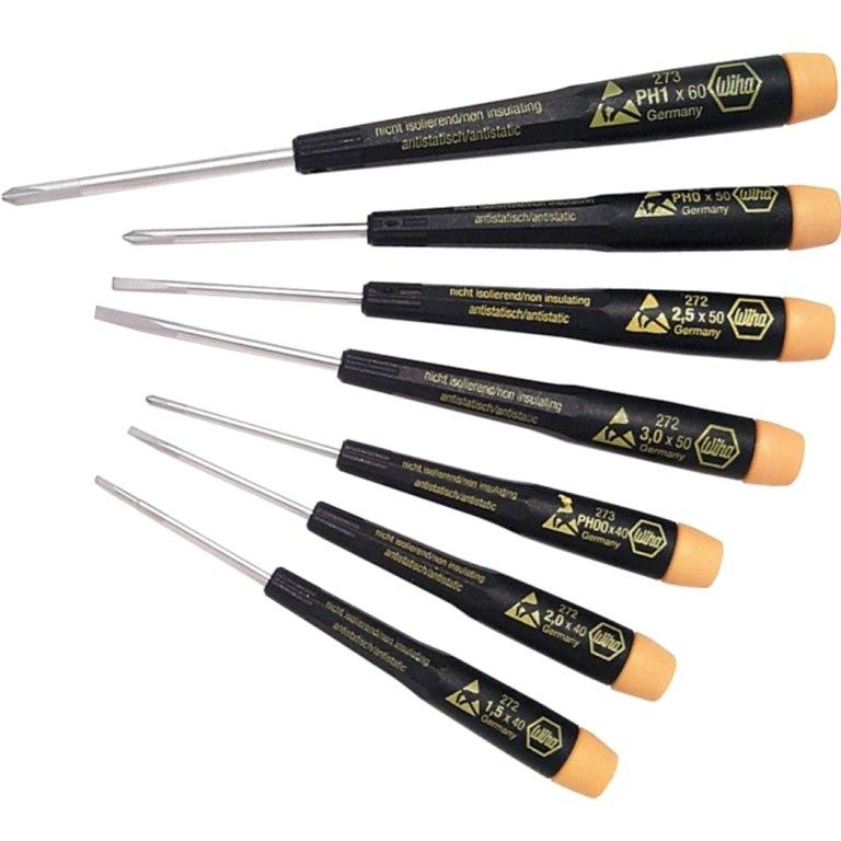 WIHA 7PC ESD SAFE PRECISION SCREWDRIVER SET - 27390 כלי עבודה ידניים