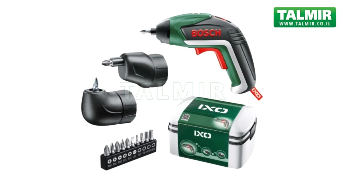 מברגה נטענת 3.6V קומפקטית - BOSCH IXO V FULL KIT - טלמיר אלקטרוניקה