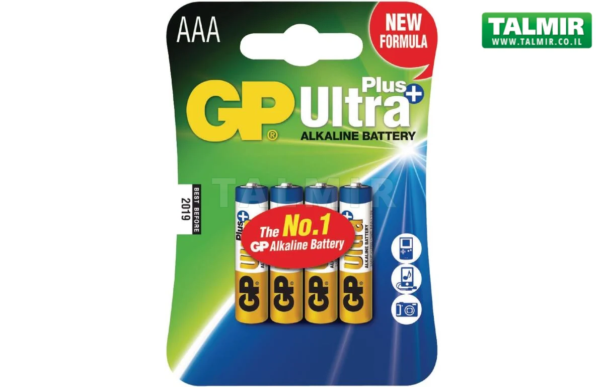 רביעיית סוללות אלקליין - AAA 1.5V - GP ULTRA PLUS ALKALINE - טלמיר אלקטרוניקה