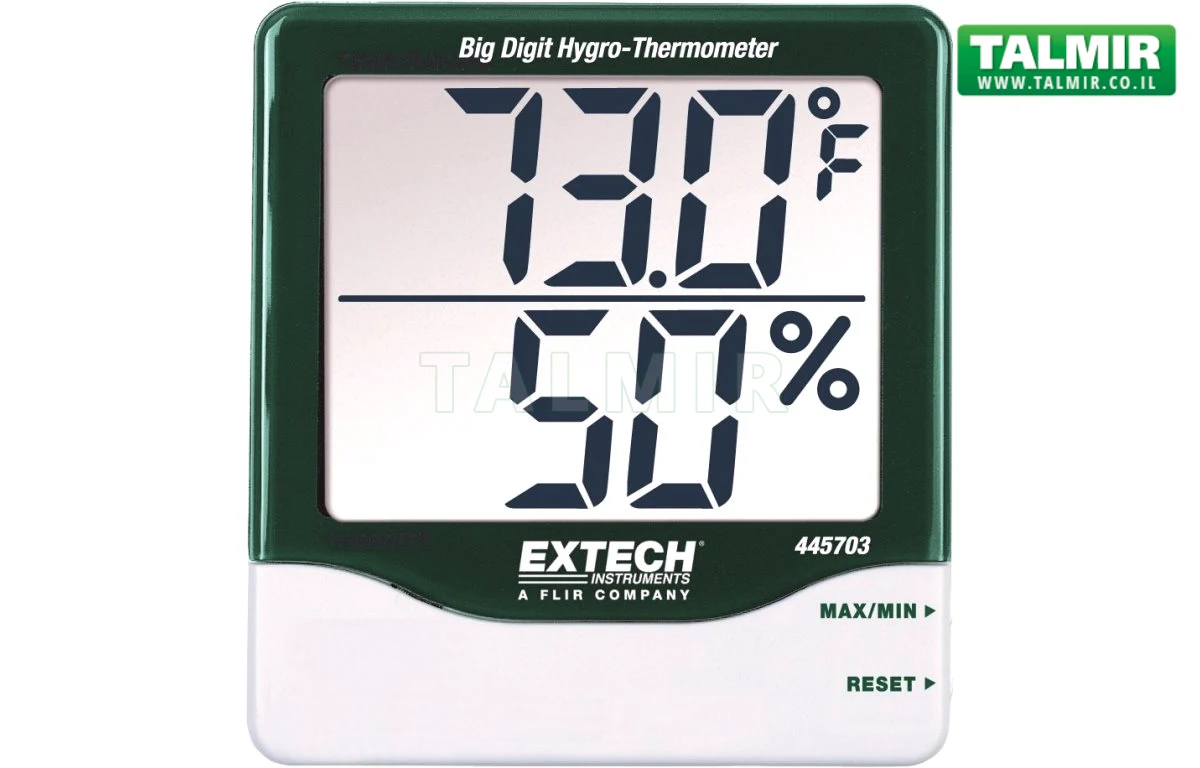 מד טמפרטורה ולחות דיגיטלי - EXTECH 445703 - טלמיר אלקטרוניקה