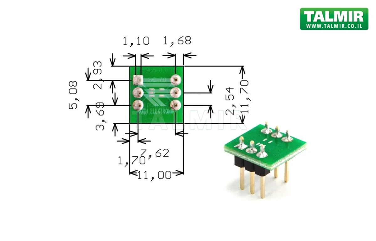 לוח מתאם לרכיבי SC70-6 ~ DIP - SMD - טלמיר אלקטרוניקה