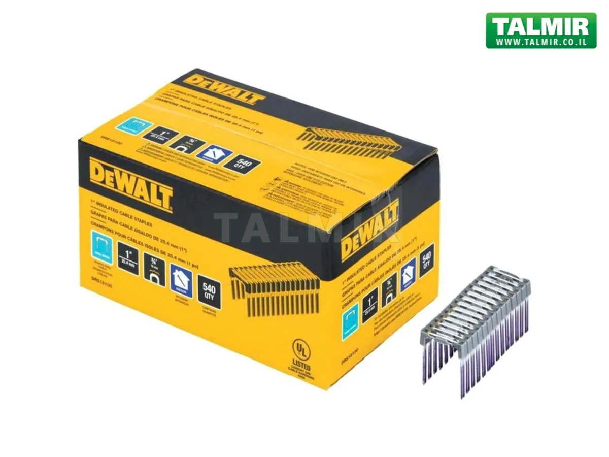 חבילת סיכות לאקדח סיכות מקצועי נטען - DEWALT DRS18100 - טלמיר אלקטרוניקה