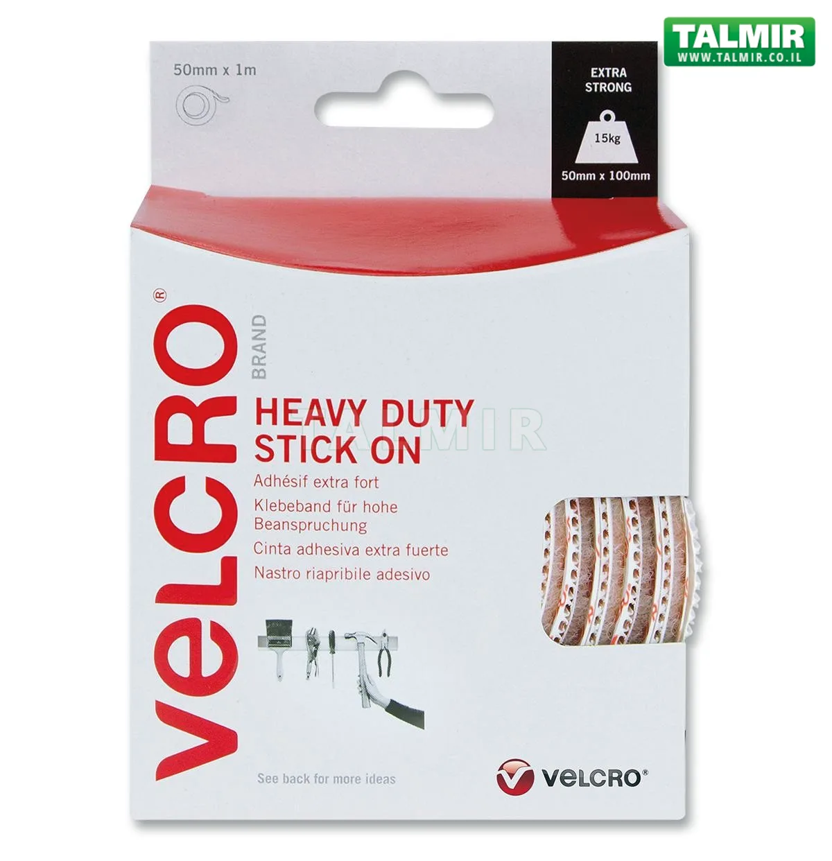גליל ולקרו דביק לבן - VELCRO - HOOK & LOOP 50MM X 1Mגליל ולקרו דביק לבן ...